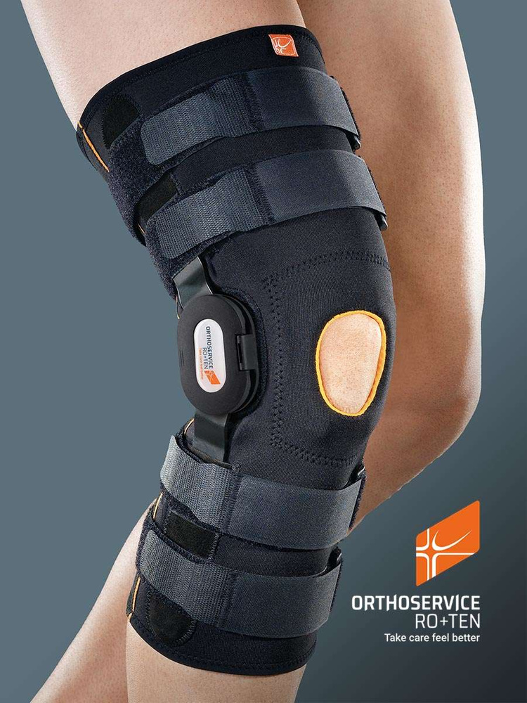 Knee orthosis knee orthosis with hinges and F-E control, long tubular ...