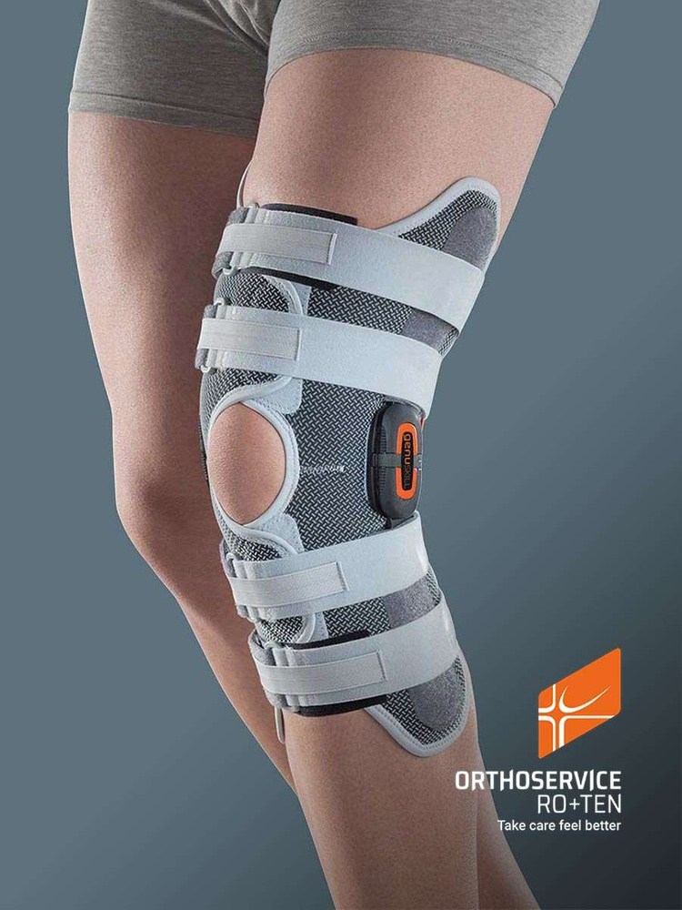 Knee orthosis with hinges and F-E control, long and wraparound ...
